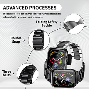 REASDEN Compatible With Apple Watch Band and Case Iwatch Ultra 10 9 8 7 6 5 4 3 2 1 SE 49mm 45mm 46mm 44mm 42mm 41mm 40mm 38mm Series,Men Women Classic Executive Classy Stainless Steel Metal Business Black Silver Gold Pink