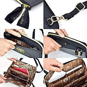 Disney Twisted Wonderland 0130 Women's Shoulder Bag, Mini Bag, Crossbody Bag, Water Repellent, Synthetic Leather, Lightweight, Small, Logo, Multi-functional, Smartphone, Black (MTW-147)