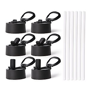 PYD Life 6 Pack Replacement Sippy Up Plastic Lid with Straw and Handle for 17 OZ 25 OZ 30 OZ,18 OZ 22 OZ 32 OZ Sublimation Sports Water Bottles