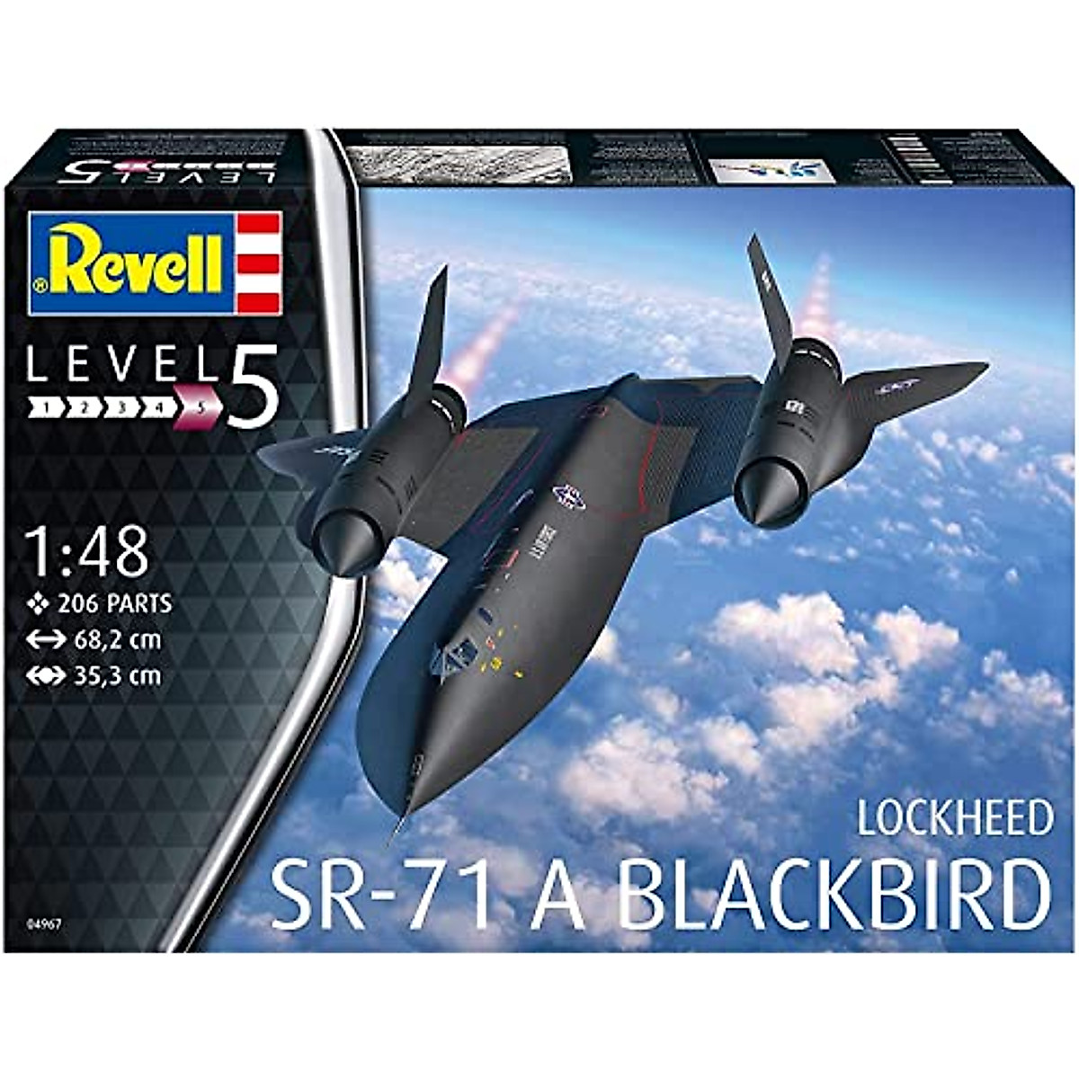 Revell 04967 Lockheed SR-71 Blackbird 1:48 Scale Model Kit, Unvarnished