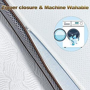 Slybear 3 Inch Memory Foam Mattress Topper Queen Cooling Gel Mattress Topper for Queen Size Bed with Non-Slip Removable Washable Cover, Pressure Relief Ventilated Mattress Pad