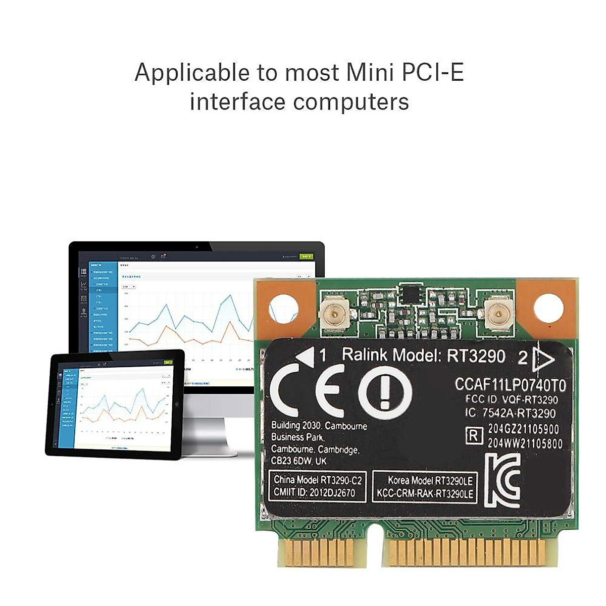 Wireless Network Card, RT3290 Mini PCI E Port WiFi Wireless Network Card, 150Mbps High Speed PCI E Bluetooth Network Card