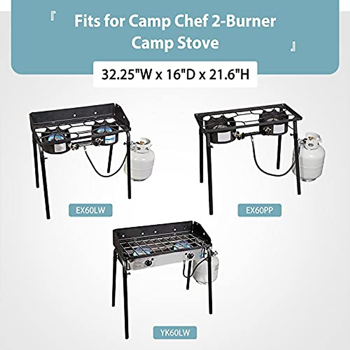 SHINESTAR Patio Cover for Camp Chef 2 Burner Stove, Also Fit Gas One B-5000 and More, Durable & Waterproof, 32.25W x 16D x 21.6H, Black