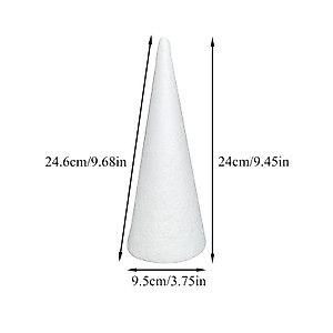 Crafjie Foam Cones for DIY Arts and Crafts (3.75 x 9.7 in, 16 Pack), White Polystyrene Foam Cones Christmas Tree Craft Supplies, for DIY Home Craft Project, Christmas Tree, Table Centerpiece