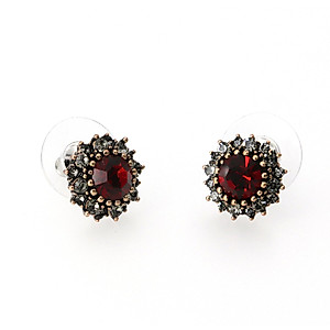 Yoursfs Burgundy Stud Earrings For Women Vintage Earrings Red Austrian Crystal Studs Earrings 10mm