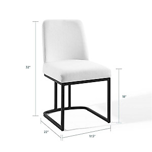 Modway Amplify Sled Base Upholstered Fabric Dining Side Chair, Black White 22 x 19 x 32