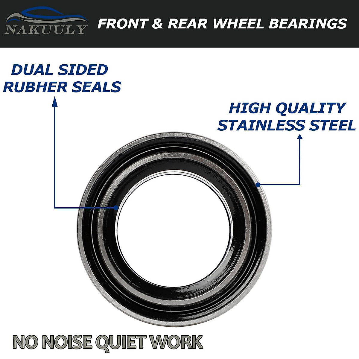 Nakuuly Front and Rear Wheel Bearings Pack of 4 Compatible with Polaris RZR XP 4 900 1000 Turbo Diesel Crew Scrambler Sportsman Replaces # 3514699 3514822 3514924 3514627