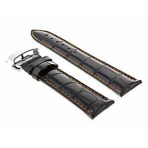 Ewatchparts 19MM LEATHER STRAP BAND DEPLOYMENT CLASP COMPATIBLE WITH IWC PORTUGUESE WATCH DARK BROWN OS