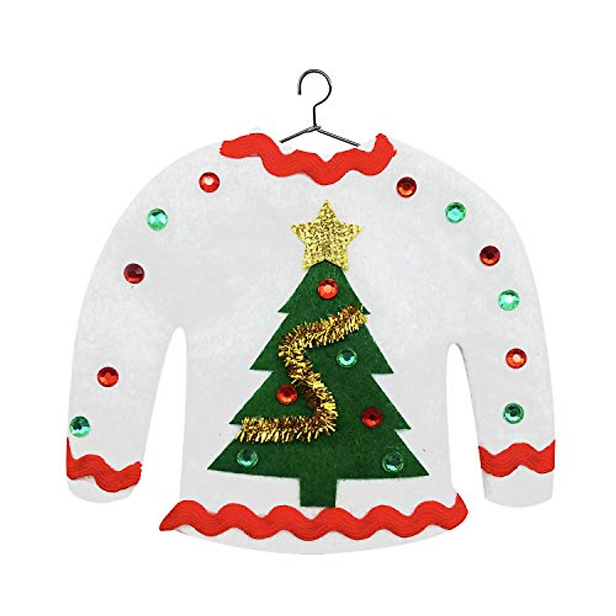 6 DIY Ugly Sweater Christmas Tree Ornament Holiday Craft Kit Decoration for Kids Gift Toys Stuffers Décor