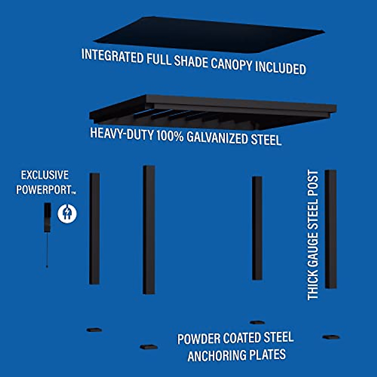 Backyard Discovery Trenton 12x10 All Season Galvanized Steel Pergola, Black, Sail Shade Soft Canopy, Rust Resistant, Support Wind and Snow, Patio, Deck, Backyard, Garden