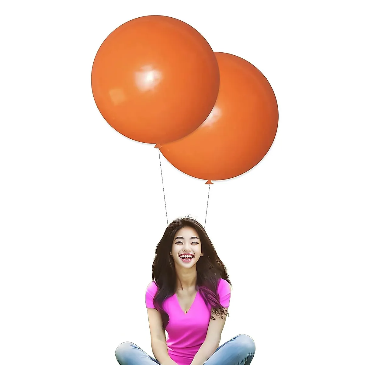 IN-JOOYAA 24 Inch Latex Round Balloons 5 Pack Orange Thick Big Balloons for Party Decorations