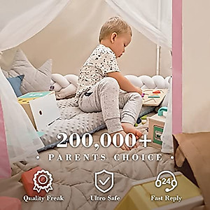 Large Kids Play Tent with Windows, Tassels, Star Light & Padded Mat Kids Tent Playhouse for Kids Indoor & Outdoor Bed Tent for Toddler Toys for Boys Girls Neutral Play Room Furniture, Pink