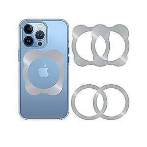 Metal Ring for Phone Case Wireless Charging/Magnetic Cell Phone Ring Holder, mag Attachment Ring, mag Sticker Safe, Compatible with Smartphone, 4 Pieces