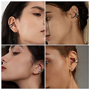 Sanfenly 16Pcs Cuff Earrings for Women Men Non Piercing Ear Cuff Adjustable Fake Earrings Clip On Cartilage Helix Wrap Earrings Set