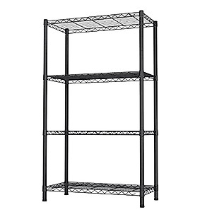 SINGAYE 4-Shelf Adjustable, Heavy Duty Storage Shelving Unit (350 lbs Loading Capacity per Shelf), Steel Organizer Wire Rack, Black (36" L x 14" W x 54" H)