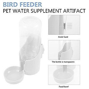 generic Waterer Cockatiel Cage Fountain Wire Accessories Drinker Hanging Rabbits Gravity Drinking Water Pets Love Automatic Stand Parakeets Small Bowl Dispenser Bird Parrot White in