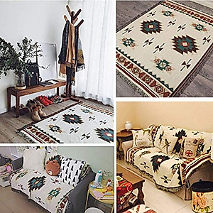 PHNAM Throw Blanket with Fringe for Couch Bed Soft Decorative Cozy Woven Knit Warm Bed Throws Reversible for Chair, Sofa, Living Room, Bedroom (51x63 inches)(B)