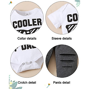 DISAUR Baby Boy Clothes Newborn Boy Outfits, Infant Short Sleeve Letter Print Romper+Long Pants+Hat 3PC Clothing Set(3M,White)