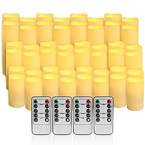 ECLHTLNY 48 Packs Flameless Led Candles, Battery Candles,Simulate Flame,Waterproof Outdoor Indoor Candles with10-Key Remotes and Cycling 24 Hours Timer for Wedding, Table, Festival,Home Decoration…