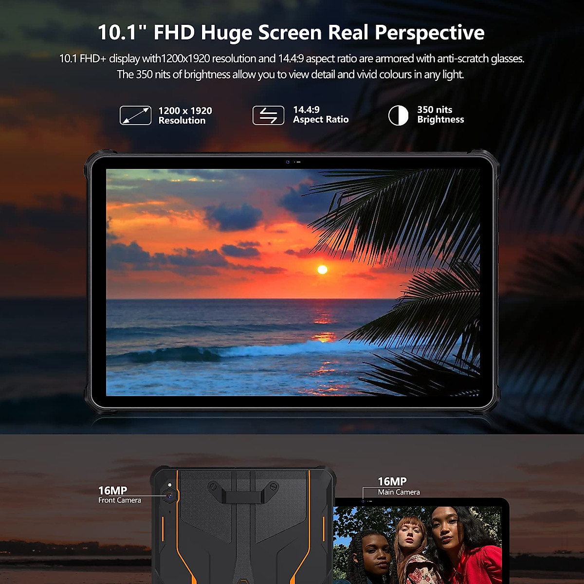 10 inch Android Tablet,OUKITEL RT2 20000mAh Rugged Tablet Android 12 8GB+128GB Tablet IP68,IP69K Waterproof Tablet 4G LTE Dual SIM+5G WiFi Smart Tbalet 16MP+16MP Camera OTG 33W Fast Charging