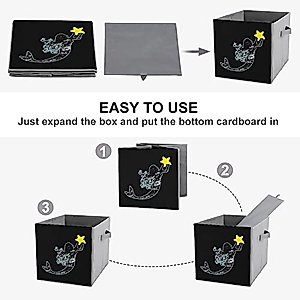 Mermaid Collapsible Storage Bins Basics Folding Fabric Storage Cubes Organizer Boxes with Handles