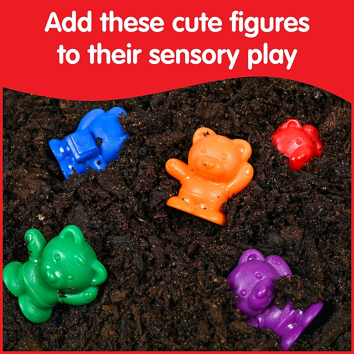 edxeducation Small Bear Counters - Mini Jar - Set of 60 - Early Math Manipulatives - Bear Counters, Tweezers and Actvity Guide - Home Learning