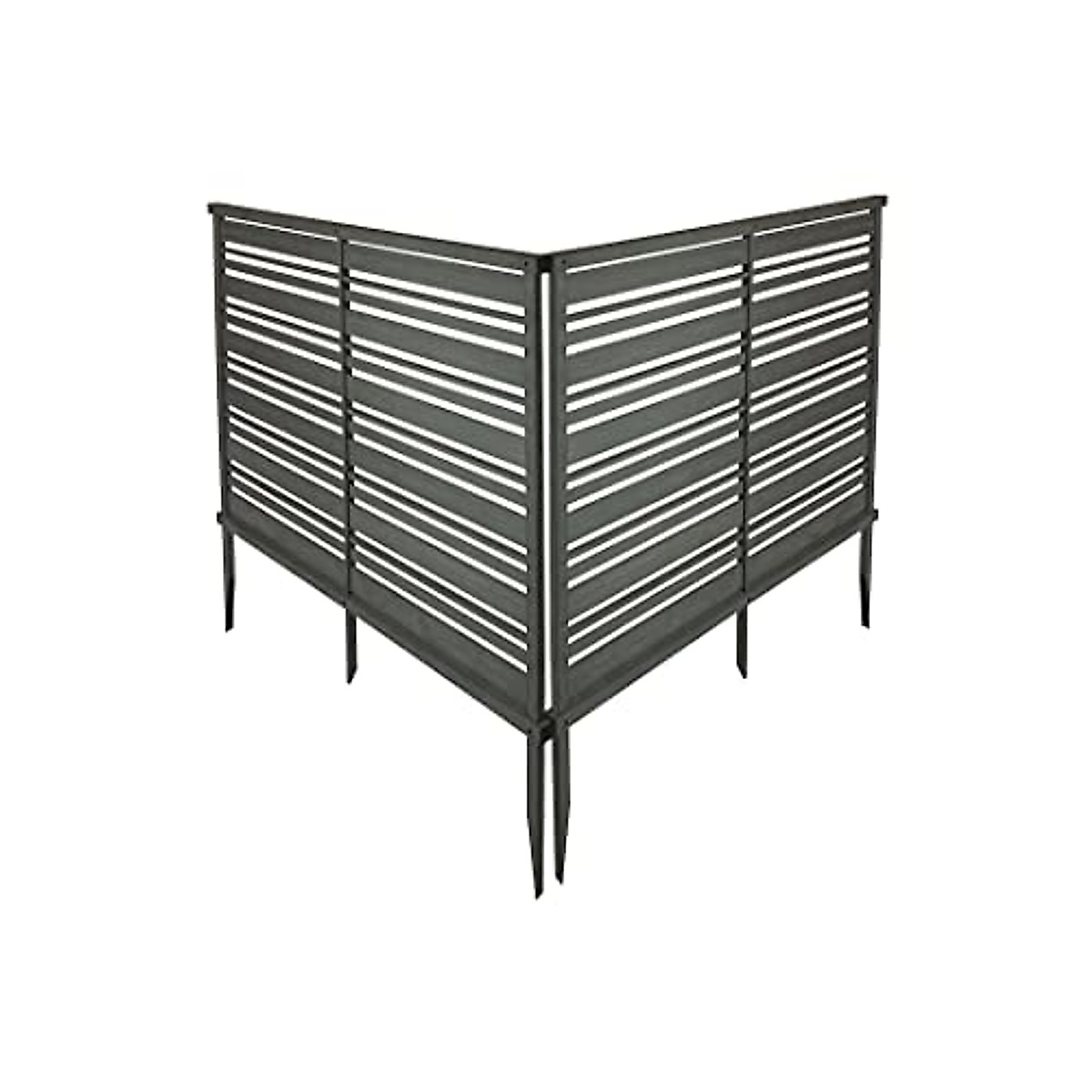 Enclo Privacy Screens EC18015 4 ft H x 5.3 ft W Fresno Outdoor Privacy Fence Screen WoodTek Vinyl No-Dig Kit 2 Panels, Charcoal