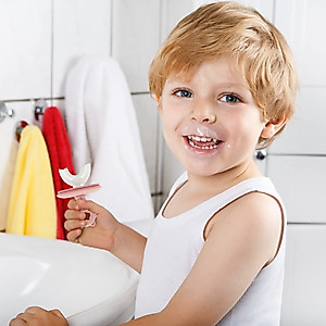 CUAIBB Toddler Toothbrush U Shaped - Baby Toothbrush 12 Months and Up - Kids U Shaped Toothbrush 360 Toothbrush Whole Mouth Toothbrush - 2 Small Brushhead