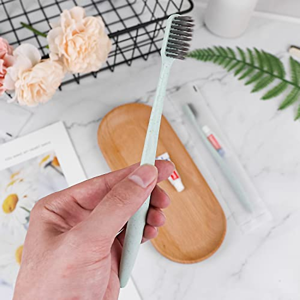 Xuezoioy Disposable Toothbrushes with Toothpaste,60Pack Green Individually Wrapped Disposable Travel Toothbrushes Kit in Bulk for Homeless,Nursing Home,Hotel,Charity