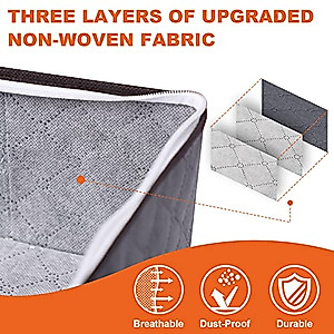 Under Bed Storage Containers, Underbed Storage Bags With Zipper Clear Window Non-Woven Organizer for Clothes Sweater Comforter Blanket Quilts Pillow Toy 40L Grey 3 Pack