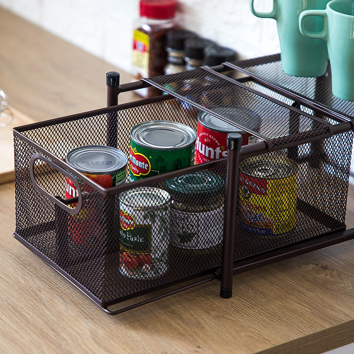 Home Zone Living Under Bathroom Sink Organizer – Sliding Basket, Inside Cabinet Storage