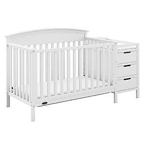 Graco Benton 5-in-1 Convertible Crib and Changer (White) – Crib and Changing -Table Combo, Includes Water-Resistant Changing Pad, 3 Drawers, Converts to Toddler Bed, Daybed and Full-Size Bed