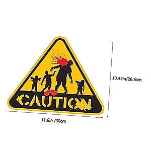 ibasenice 2pcs Zombie Sign Wall Decor Sticker Applique Zombie Wall Sign Halloween Supplies Decorations PVC Logo Stickers Mural Halloween Door Sticker Wall Sticker Halloween Stickers