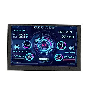 GOWENIC 5in IPS USB Screen, PC Temperature Display AIDA64 PC CPU Data Monitor PC Sensor Panel Display Temperature Monitor, PC Sensor Panel Display Computer Monitor