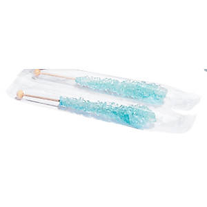 Candy Envy - Light Blue Rock Candy Sugar Sticks - Cotton Candy Flavored - 12 Indiv. Wrapped