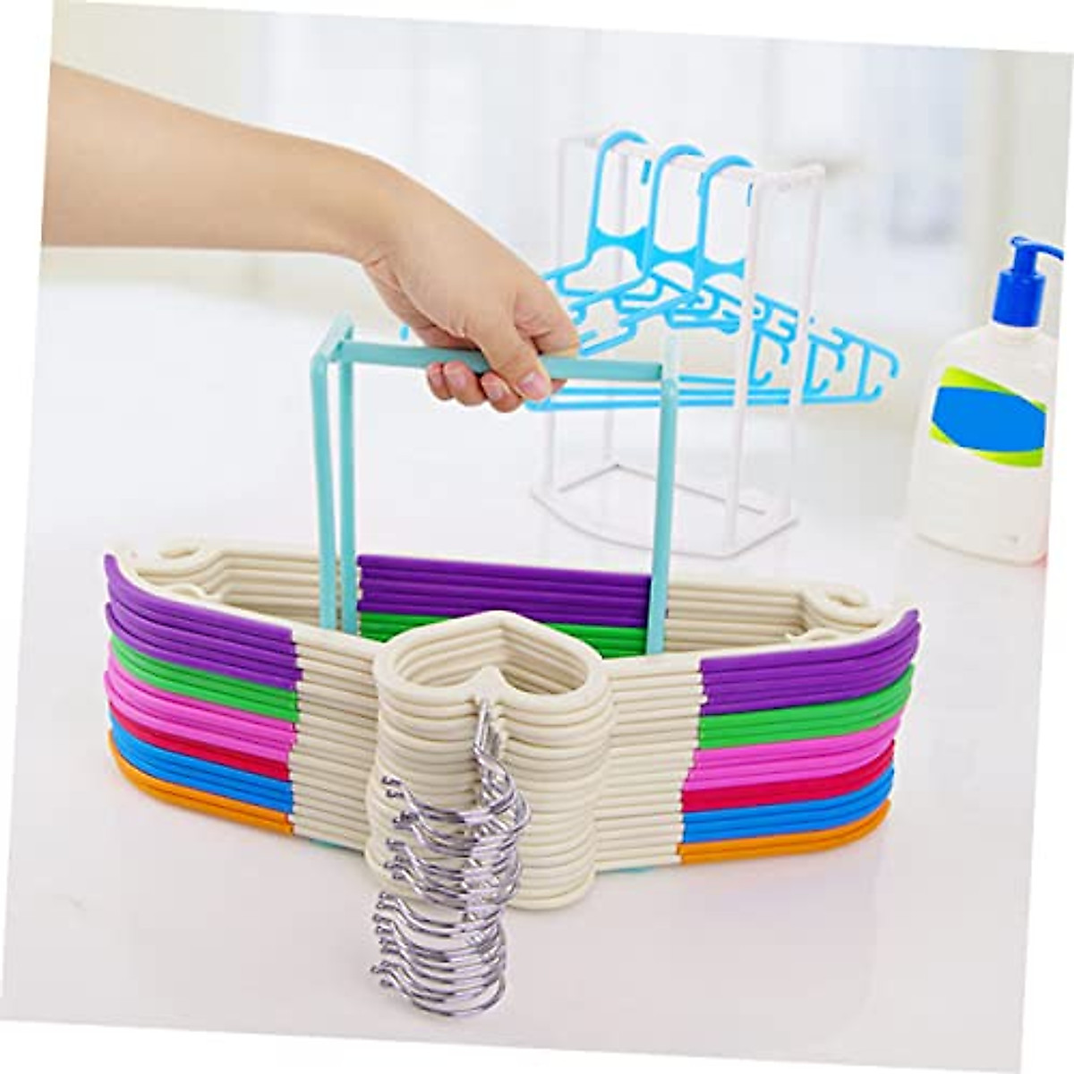 Angoily 3pcs Clothes Storage Rack White Shelf Brackets Hanger Stacker Household Hanger Organizers Storage Artifact Plastic No Punching