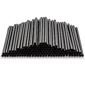 DuraHome Plastic Stirrer Straws Individually Wrapped 1000 Pack, Black 5.75-Inch Sip Drinking Stir Sticks for Cocktails and Coffee, BPA-Free Disposable Restaurant Style, Bulk Set