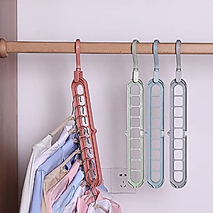 Closet Organizers and Storage Space Saving Hangers with 9 Holes of 6 Pack for Closet Organizer,Dorm Room Essentials,Closet Storage,Smart Closet Organization,Magic Space Saving Hanger (Blue)