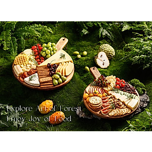 Luomal Wood Cutting Board with Handle, 16x8.2inch Acacia Wooden Serving Board for Kitchen, Cheese Charcuterie Board for Meat, Bread, Vegetables & Fruits (Gift Box Included)