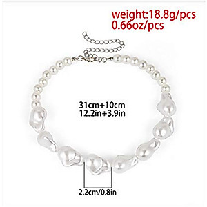 Cathercing Boho Baroque Irregular Pearl Pendant Choker Necklace for Women Vintage Charm Adjustable Chain Jewelry Simple Chic Cute Accessories Collocation on Beach