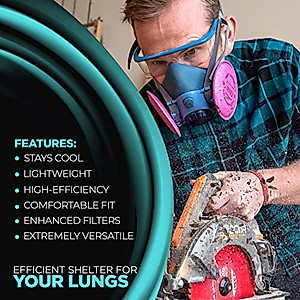Breath Buddy Respirator Mask (Plus Safety Glasses) Reusable Professional Breathing Protection Against Dust, Lead Paint (750P3)