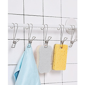 Generic 20 Clips Pack Stainless Steel Clothespins with Hooks Metal Spring Universal Long Hanging Clip for Offices Kitchens Bathroom