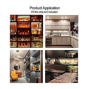 HAMRVL 6-Pack 30cm/1ft 17.2x7mm Led Aluminum Channel System U Shape with Cover, Led Strip Light Diffuser with White End Caps and Mounting Clips Accessories for Under Counter Light Fixture for Indoor