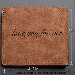 ICE PRINCE Mens Wallet Can Be Customized With Customer Photo And Text Custom Bi-Fold Soft Wallet (light brown)