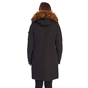 Alpine North Women's Vegan Down Long Parka Winter Jacket, Black, X-Small