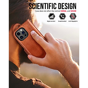 OCASE Compatible with iPhone 15 Pro Wallet Case, PU Leather Flip Folio Case with Card Holders RFID Blocking Kickstand [Shockproof TPU Inner Shell] Phone Cover 6.1 Inch 2023, Retro Brown