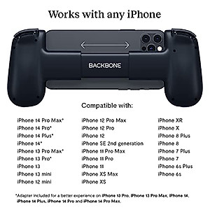BACKBONE One Mobile Gaming Controller for iPhone - Turn Your iPhone into a Gaming Console - Play Xbox, PlayStation, Steam, Fortnite, COD, Genshin & More [1 Month Xbox Game Pass Ultimate Included]