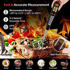 OOZTJIA Digital Meat Thermometer Fork for Grilling and Barbecue Instant Read with Electronic Alarm Accurate Cooking Temperature for Grilled Food,Steak,Pork,Turkey,Chicken,Patio,Outside,Kitchen,BBQ