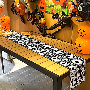 Vohado Nightmare Before Christmas Table Runner Halloween Jack Skellington Birthday Theme Party Decoration Dining Room Home Kitchen Table Decor (13" x 72")