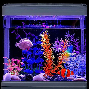 Aquazone 7 PCS Aquarium Decor Variety Pack, Bi-Leaf Betta Hammock Soft for Hiding Bubbling Snuggling Spawning Resting Spot, Aquarium Lifelike Plants, Great Valued Premium Aquarium Decoration Set